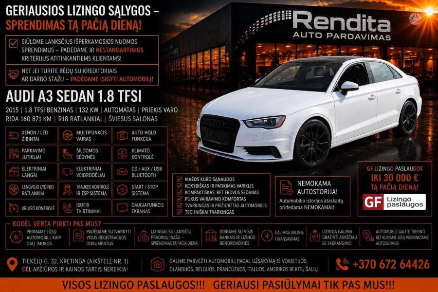 Balts Audi A3 2015 Kretinga, ar dzinēja tilpumu 1.80 L un nobraukumu 161 tūkst. km par 10899 €, foto 34 vietnē AUTOMOTO.COM.LV