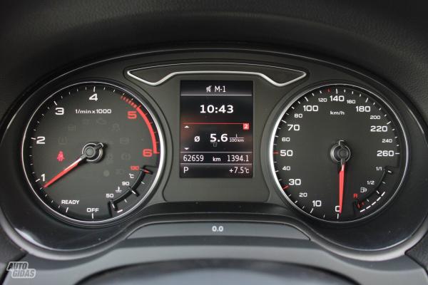 White Audi A3 2018 in Vilnius, with an engine capacity of 1.60 L and mileage of 63 thousand km for 14350 €, photo 7 on AUTOMOTO.COM.LV