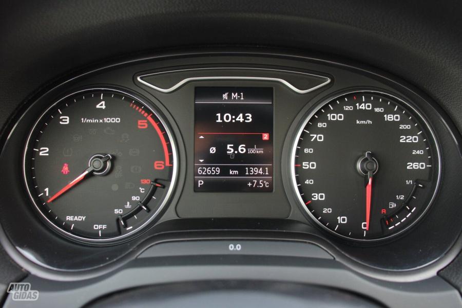 White Audi A3 2018 in Vilnius, with an engine capacity of 1.60 L and mileage of 63 thousand km for 14350 €, photo 8 on AUTOMOTO.COM.LV