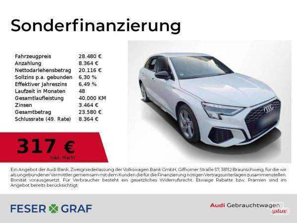 Balts Audi A3 2022 Kauņa, ar dzinēja tilpumu 1.40 L un nobraukumu 30 tūkst. km par 31134 €, foto 1 vietnē AUTOMOTO.COM.LV