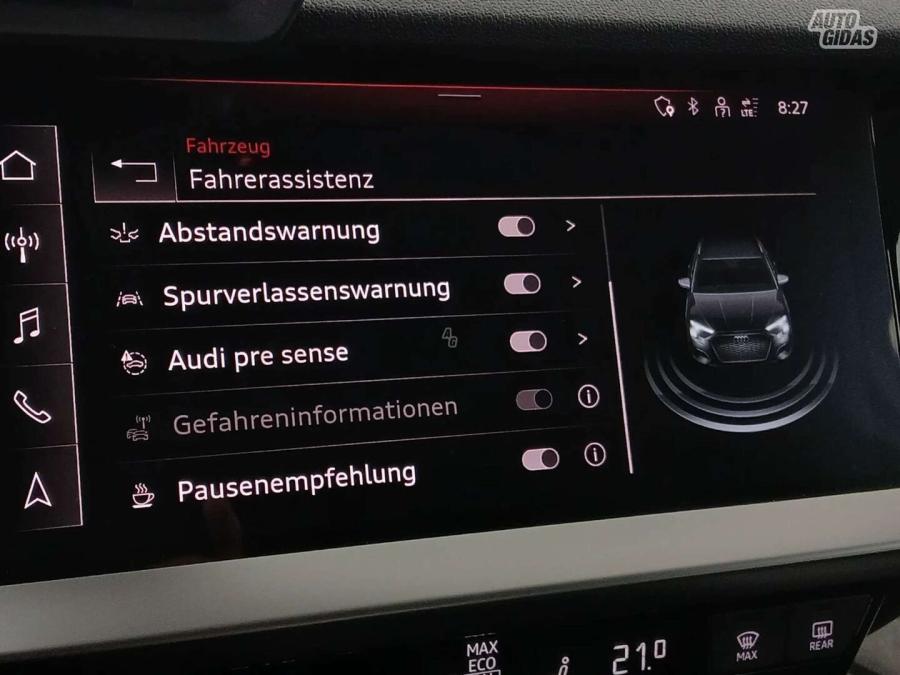Balts Audi A3 2022 Kauņa, ar dzinēja tilpumu 1.40 L un nobraukumu 21 tūkst. km par 27972 €, foto 12 vietnē AUTOMOTO.COM.LV