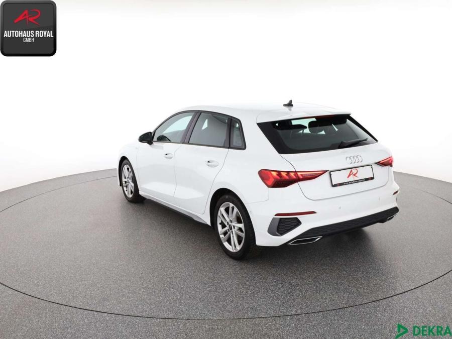 White Audi A3 2023 in Kaunas, with an engine capacity of 2.00 L and mileage of 28 thousand km for 32576 €, photo 3 on AUTOMOTO.COM.LV