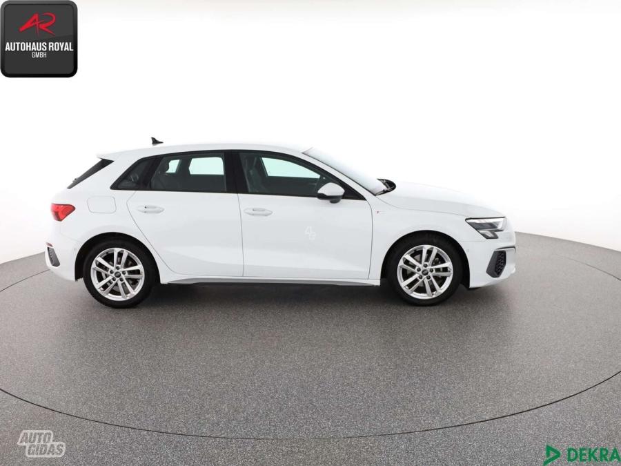 White Audi A3 2023 in Kaunas, with an engine capacity of 2.00 L and mileage of 28 thousand km for 32576 €, photo 6 on AUTOMOTO.COM.LV
