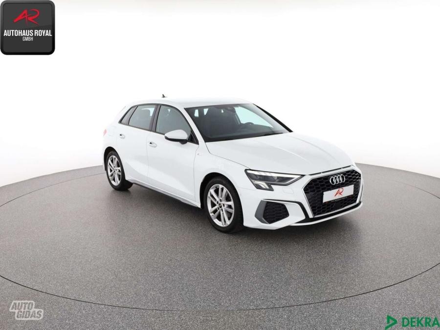 White Audi A3 2023 in Kaunas, with an engine capacity of 2.00 L and mileage of 28 thousand km for 32576 €, photo 7 on AUTOMOTO.COM.LV