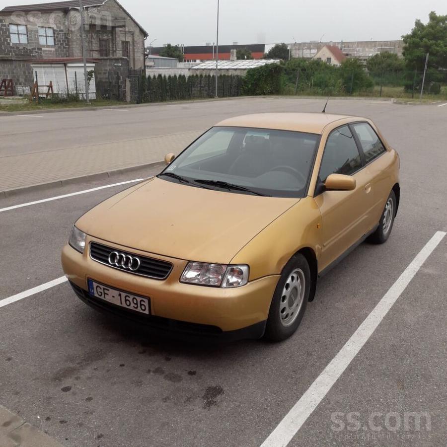 Yellow Audi A3 1997 in Liepaja, with an engine capacity of 1.60 L and mileage of 290 thousand km for 490 €, photo 1 on AUTOMOTO.COM.LV