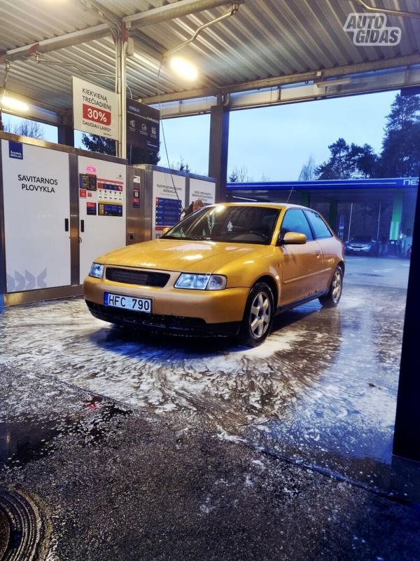 Yellow Audi A3 1997 in Vilnius, with an engine capacity of 1.60 L and mileage of 300 thousand km for 350 €, photo 1 on AUTOMOTO.COM.LV