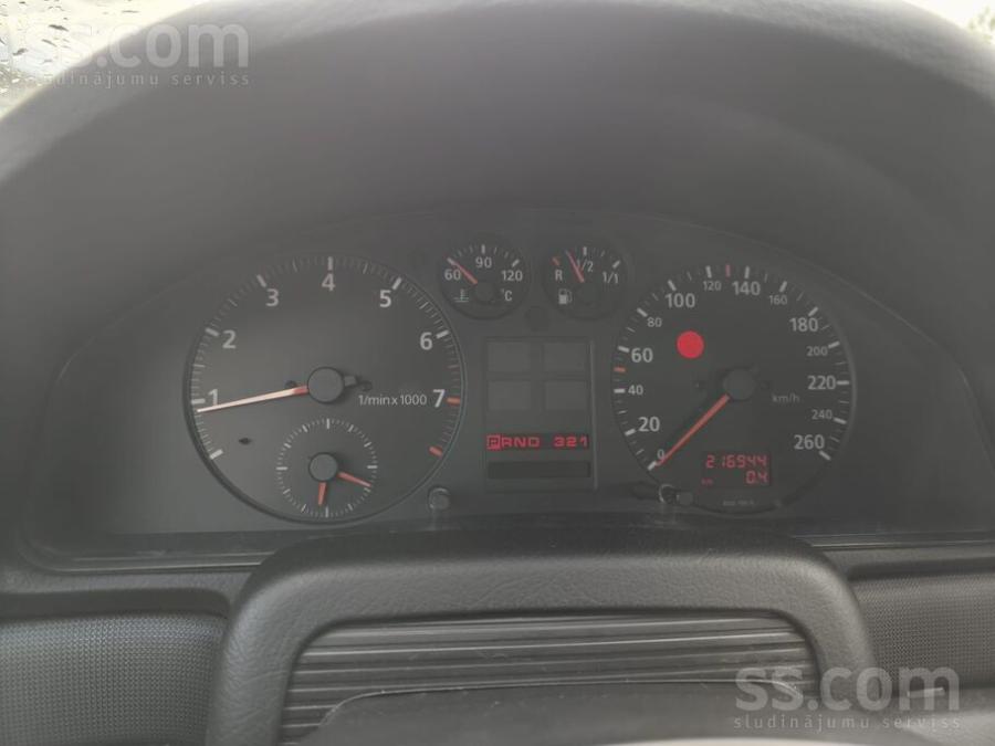 Black Audi A4 1997 in Riga, with an engine capacity of 1.60 L and mileage of 217 thousand km for 750 €, photo 8 on AUTOMOTO.COM.LV