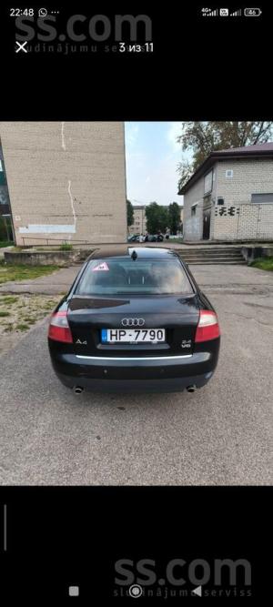 Black Audi A4 2002 in Daugavpils, with an engine capacity of 2.40 L and mileage of 298 thousand km for 1500 €, photo  on AUTOMOTO.COM.LV