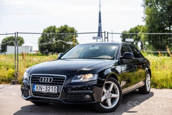 Black Audi A4 2008 in Riga, with an engine capacity of 2.00 L and mileage of 281 thousand km for 5990 €, photo 1 on AUTOMOTO.COM.LV