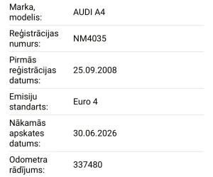 Melns Audi A4 2008 Rīga, ar dzinēja tilpumu 2.00 L un nobraukumu 338 tūkst. km par 4990 €, foto 26 vietnē AUTOMOTO.COM.LV