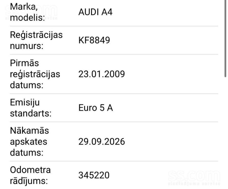 Black Audi A4 2009 in Riga, with an engine capacity of 2.00 L and mileage of 355 thousand km for 4990 €, photo 26 on AUTOMOTO.COM.LV