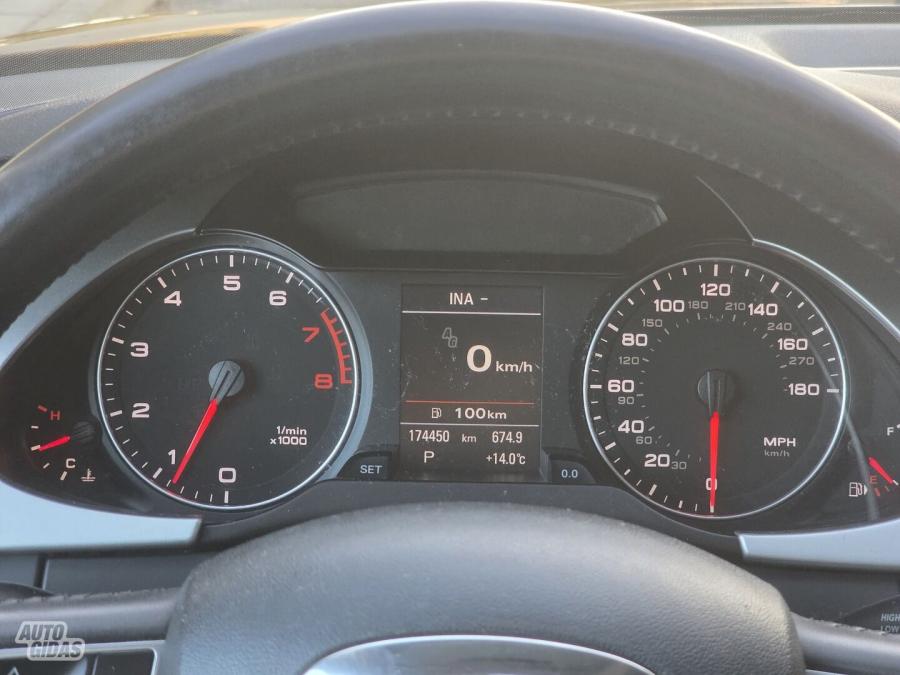 Black Audi A4 2011 in Vilnius, with an engine capacity of 2.00 L and mileage of 175 thousand km for 6450 €, photo 14 on AUTOMOTO.COM.LV