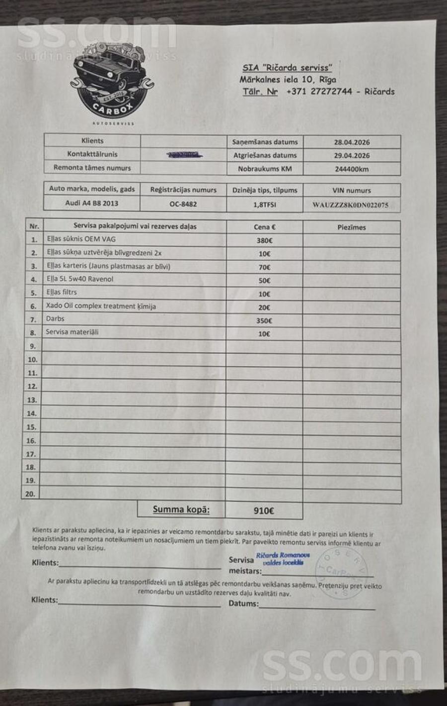 Черный Ауди А4 2012 в Рига, объемом двигателя 1.80 л и пробегом 246 тыс. км за 3900 €, фото 20 на AUTOMOTO.COM.LV
