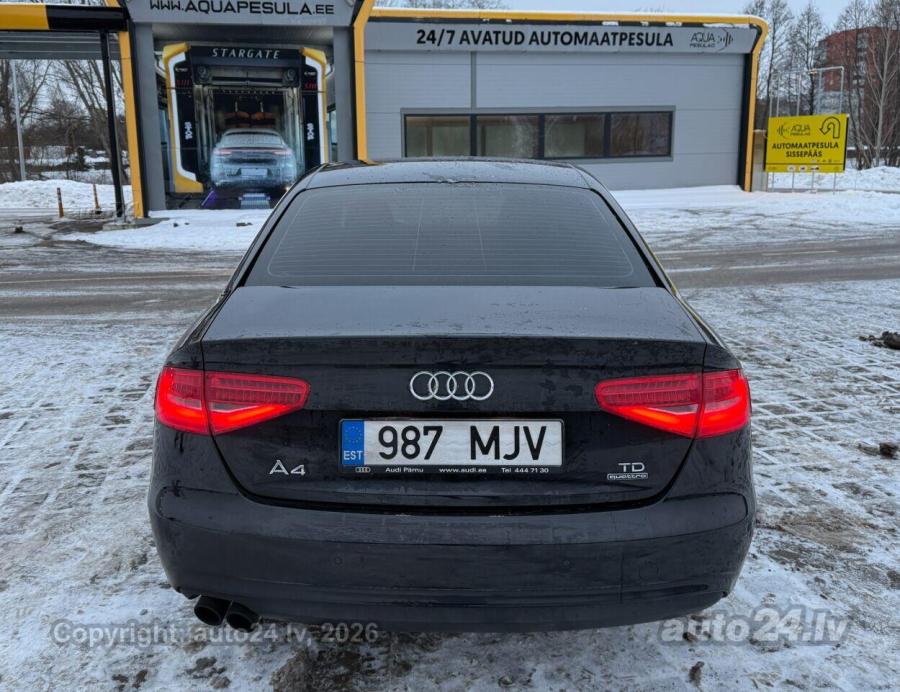 Black Audi A4 2015 in Tallinn, with an engine capacity of 2.00 L and mileage of 192 thousand km for 10490 €, photo 6 on AUTOMOTO.COM.LV