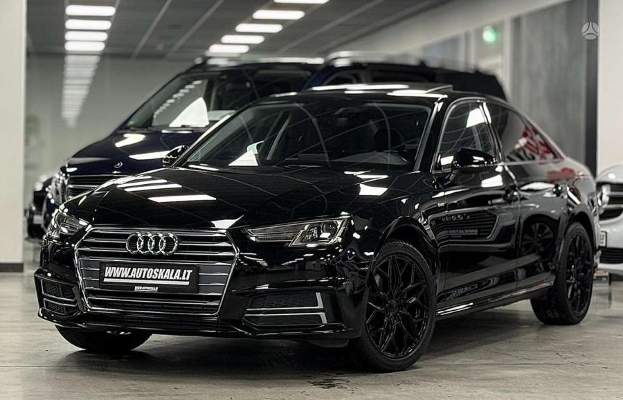 Black Audi A4 2018 in Klaipeda, with an engine capacity of 1.98 L and mileage of 48 thousand km for 16950 €, photo 1 on AUTOMOTO.COM.LV