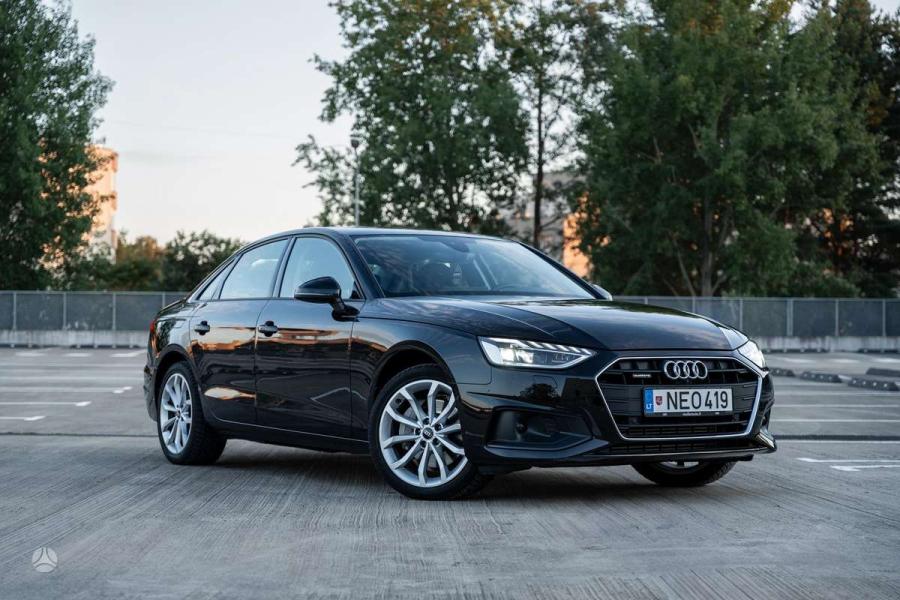 Black Audi A4 2021 in Vilnius, with an engine capacity of 2.00 L and mileage of 61 thousand km for 23900 €, photo 4 on AUTOMOTO.COM.LV