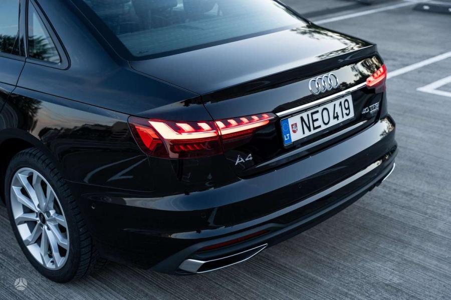 Black Audi A4 2021 in Vilnius, with an engine capacity of 2.00 L and mileage of 61 thousand km for 23900 €, photo 30 on AUTOMOTO.COM.LV