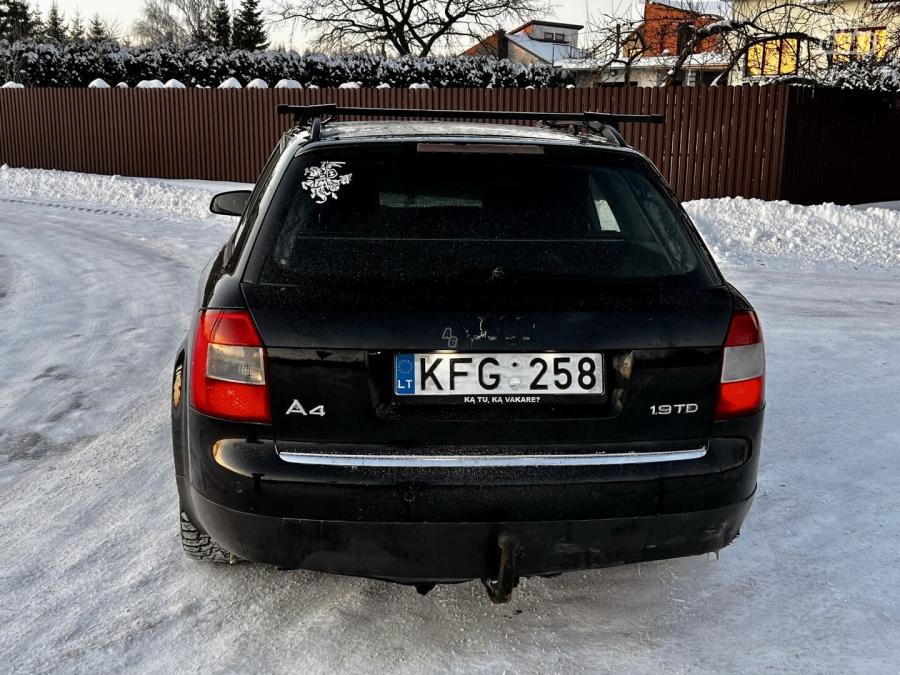 Black Audi A4 2002 in Vilnius, with an engine capacity of 1.90 L and mileage of 420 thousand km for 1199 €, photo 6 on AUTOMOTO.COM.LV