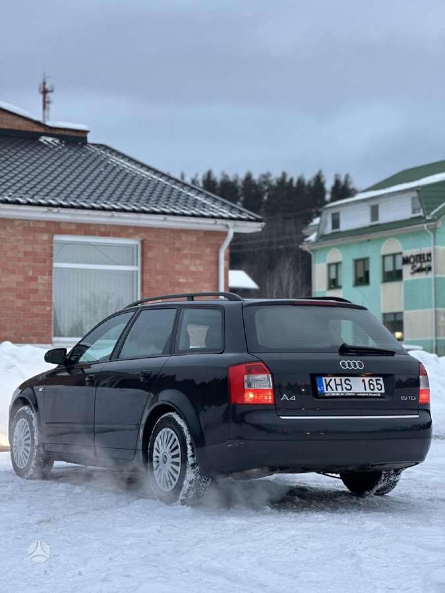 Black Audi A4 2002 in Vilnius, with an engine capacity of 1.90 L and mileage of 285 thousand km for 1350 €, photo 6 on AUTOMOTO.COM.LV