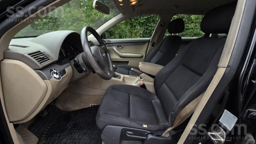 Black Audi A4 2003 in Jelgava, with an engine capacity of 1.90 L and mileage of 0 thousand km for 1390 €, photo 11 on AUTOMOTO.COM.LV