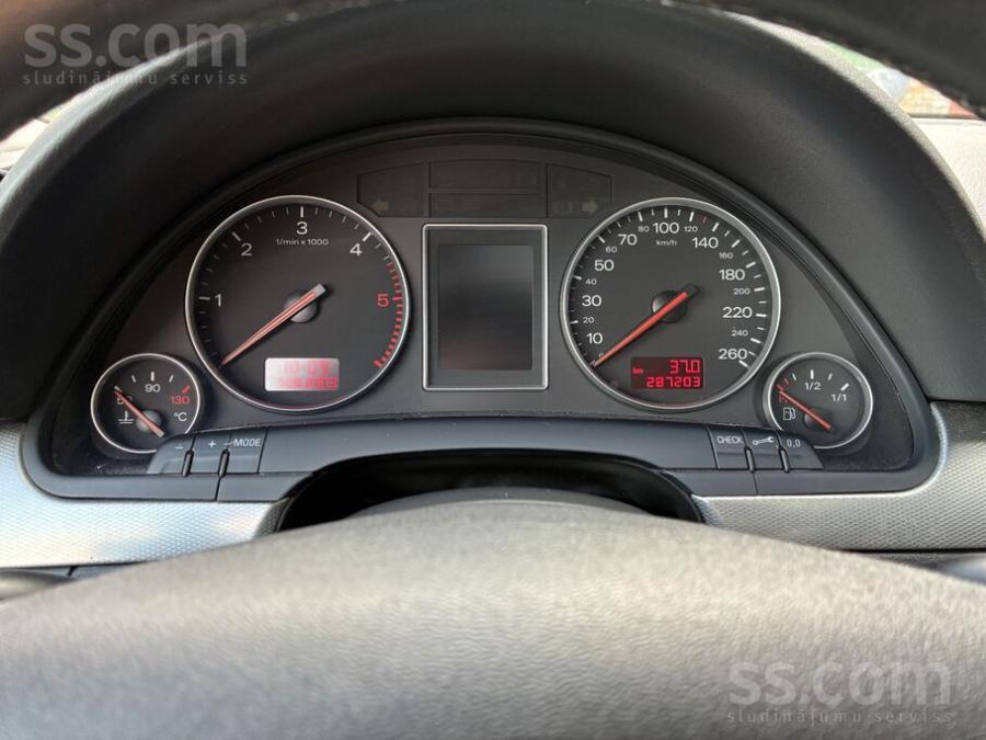 Black Audi A4 2004 in Riga, with an engine capacity of 1.90 L and mileage of 287 thousand km for 2650 €, photo 20 on AUTOMOTO.COM.LV