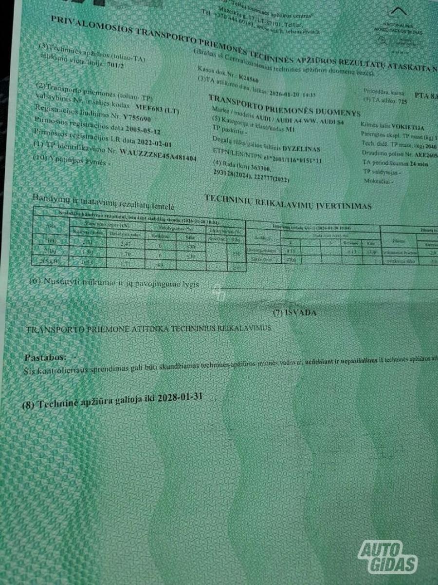 Черный Ауди А4 2005 в Тельшяй, объемом двигателя 2.00 л и пробегом 300 тыс. км за 2450 €, фото 16 на AUTOMOTO.COM.LV