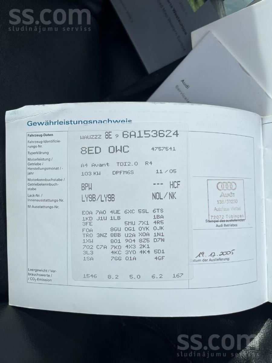 Melns Audi A4 2005 Ogre, ar dzinēja tilpumu 2.00 L un nobraukumu 257 tūkst. km par 3590 €, foto 15 vietnē AUTOMOTO.COM.LV