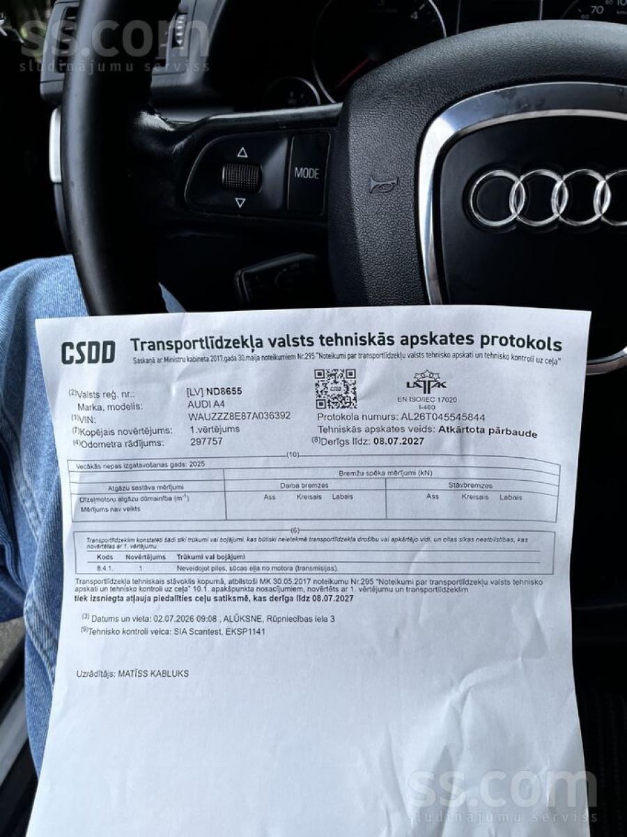Черный Ауди А4 2006 в Алуксне, объемом двигателя 2.70 л и пробегом 298 тыс. км за 3500 €, фото 25 на AUTOMOTO.COM.LV