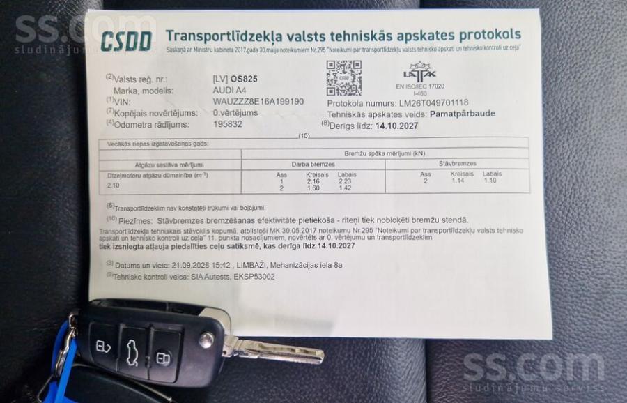 Black Audi A4 2006 in Riga, with an engine capacity of 1.90 L and mileage of 0 thousand km for 5450 €, photo 29 on AUTOMOTO.COM.LV