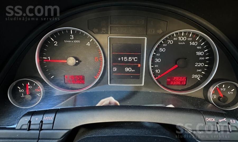 Black Audi A4 2007 in Daugavpils, with an engine capacity of 2.00 L and mileage of 331 thousand km for 3100 €, photo 25 on AUTOMOTO.COM.LV
