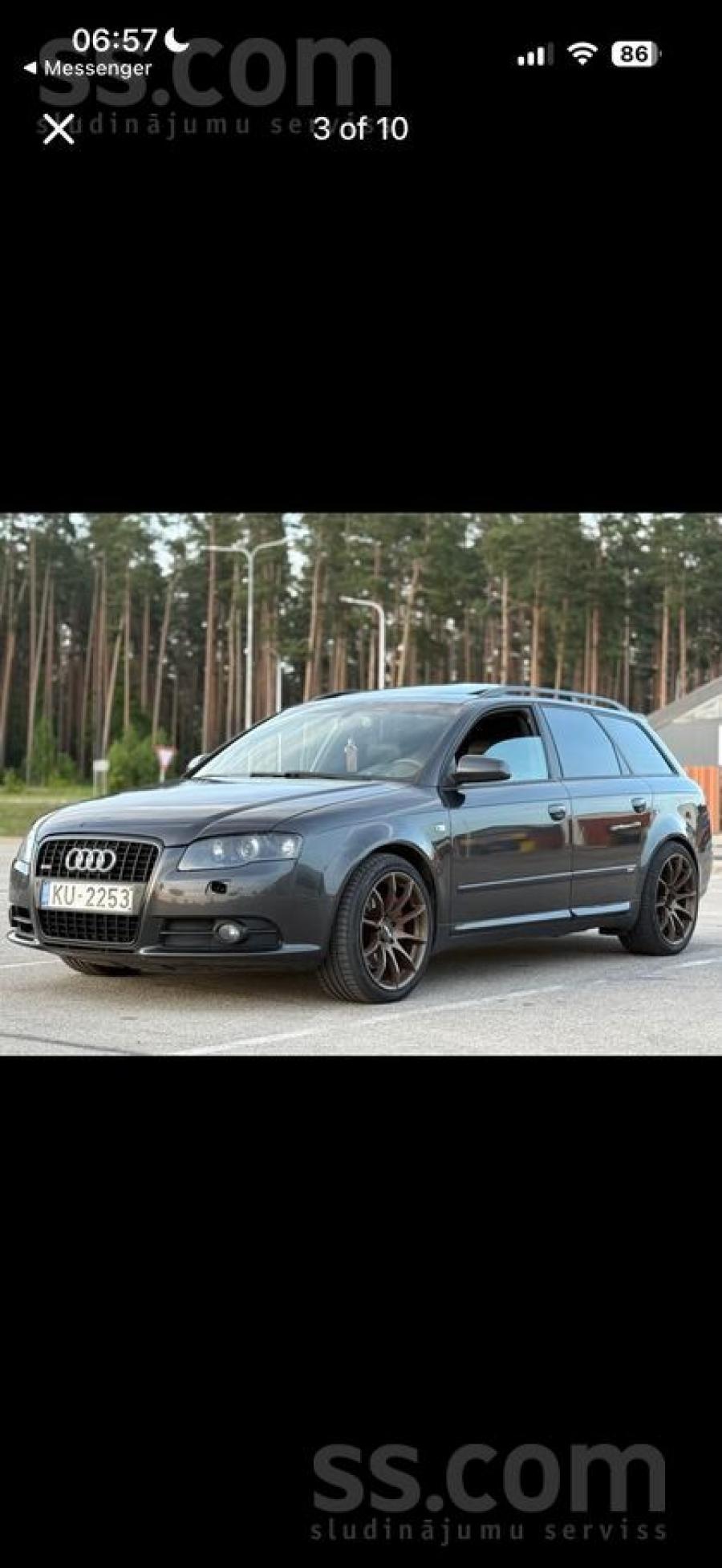 Black Audi A4 2007 in Riga, with an engine capacity of 3.00 L and mileage of 0 thousand km for 4300 €, photo 3 on AUTOMOTO.COM.LV