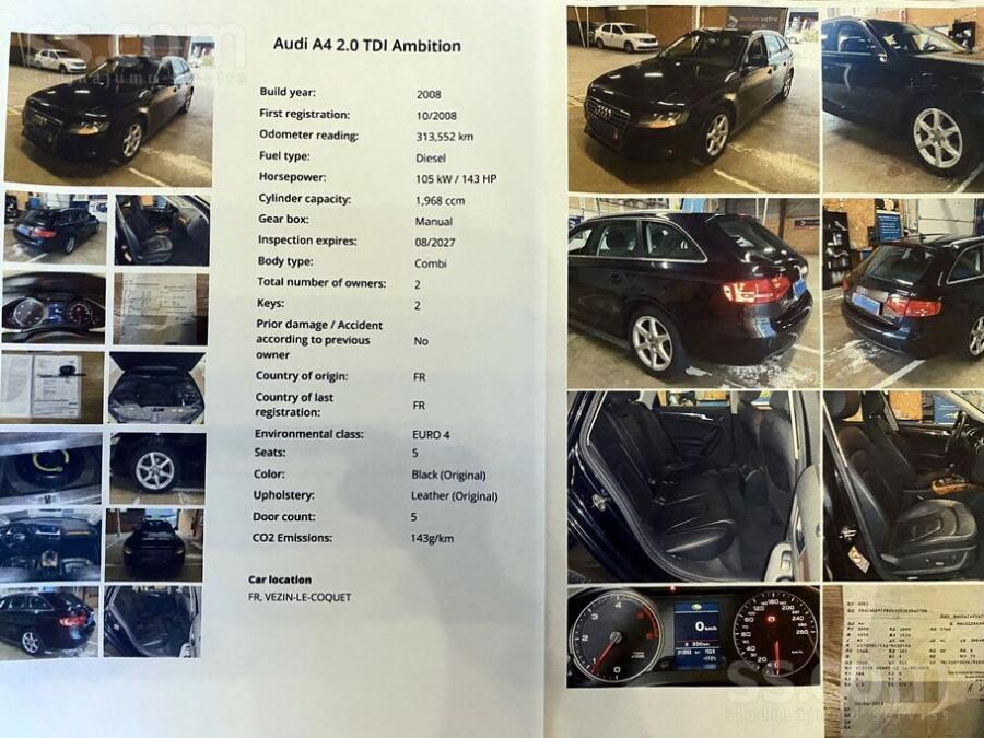 Melns Audi A4 2008 Rīga, ar dzinēja tilpumu 2.00 L un nobraukumu 310 tūkst. km par 5900 €, foto 26 vietnē AUTOMOTO.COM.LV
