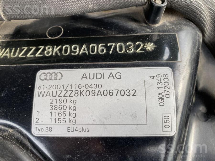 Черный Ауди А4 2008 в Елгава, объемом двигателя 2.70 л и пробегом 338 тыс. км за 4300 €, фото 11 на AUTOMOTO.COM.LV