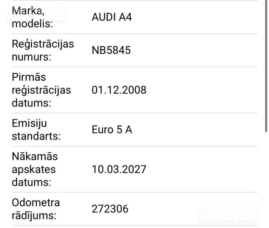 Black Audi A4 2008 in Riga, with an engine capacity of 2.00 L and mileage of 273 thousand km for 5990 €, photo 31 on AUTOMOTO.COM.LV
