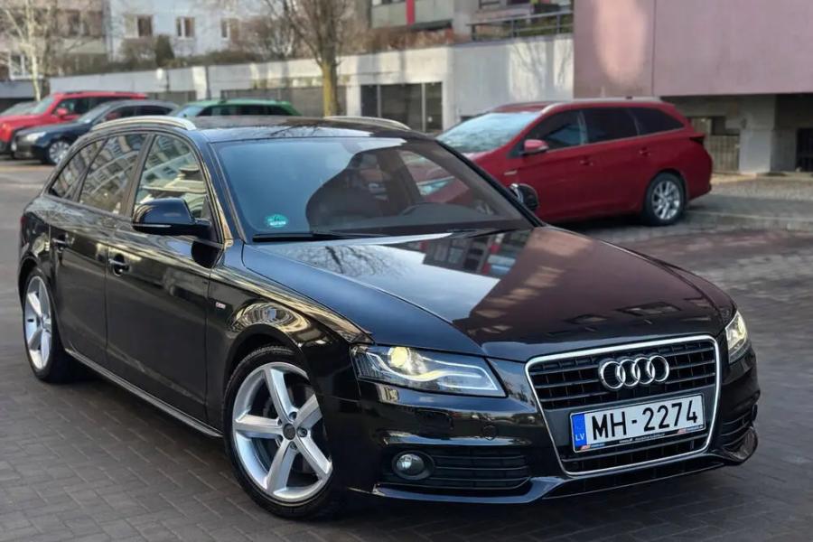 Black Audi A4 2008 in Riga, with an engine capacity of 2.00 L and mileage of 304 thousand km for 3990 €, photo 1 on AUTOMOTO.COM.LV