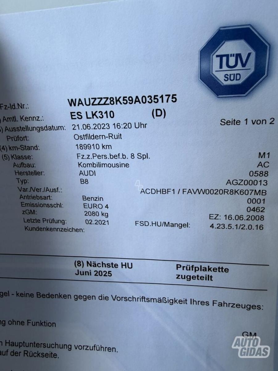 Melns Audi A4 2008 Viļņa, ar dzinēja tilpumu 1.80 L un nobraukumu 220 tūkst. km par 4400 €, foto 13 vietnē AUTOMOTO.COM.LV