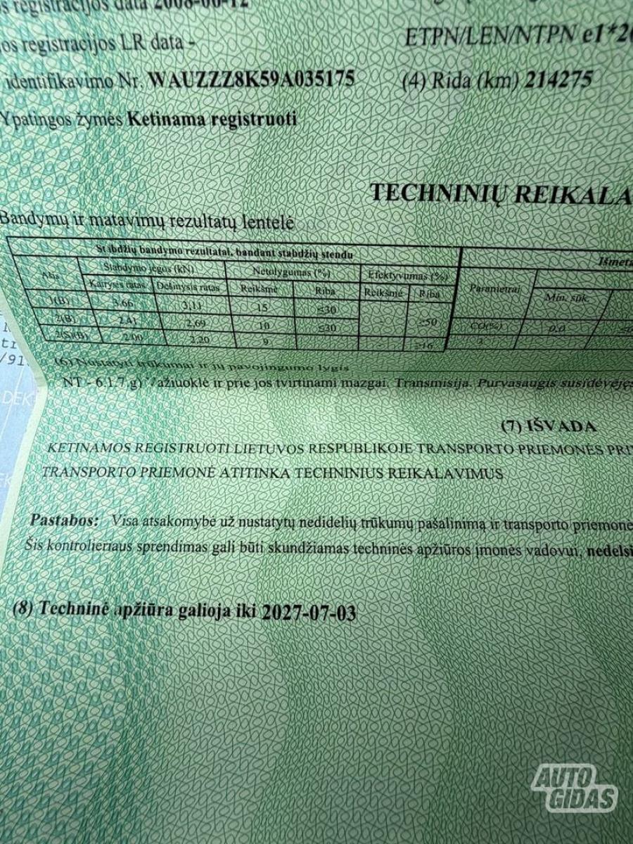 Melns Audi A4 2008 Viļņa, ar dzinēja tilpumu 1.80 L un nobraukumu 220 tūkst. km par 4400 €, foto 14 vietnē AUTOMOTO.COM.LV