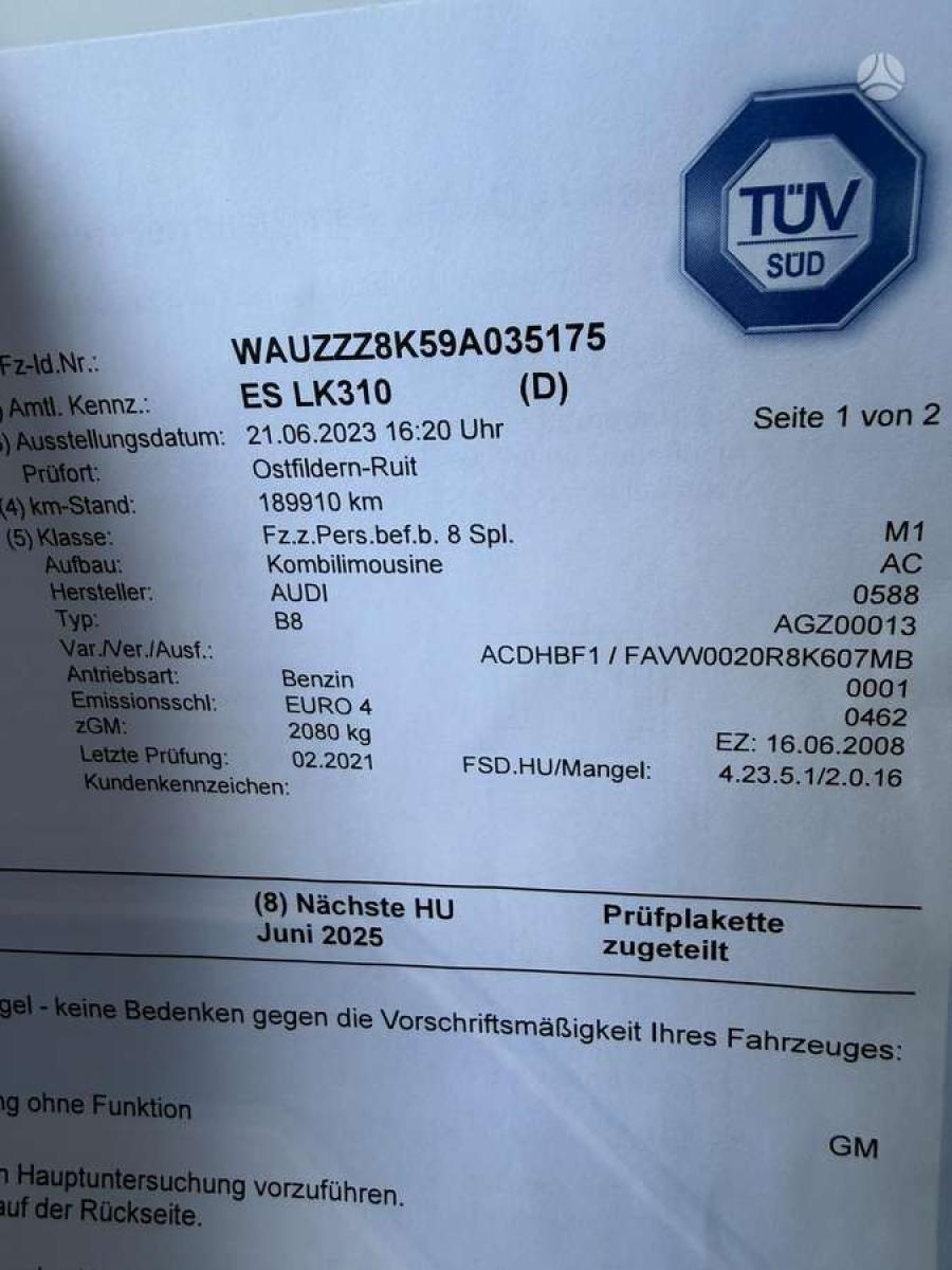 Melns Audi A4 2008 Viļņa, ar dzinēja tilpumu 1.80 L un nobraukumu 221 tūkst. km par 4100 €, foto 15 vietnē AUTOMOTO.COM.LV