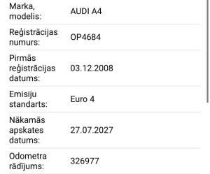 Black Audi A4 2008 in Riga, with an engine capacity of 2.00 L and mileage of 328 thousand km for 4990 €, photo 25 on AUTOMOTO.COM.LV