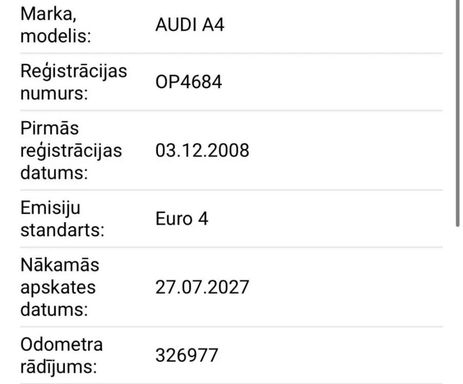 Black Audi A4 2008 in Riga, with an engine capacity of 2.00 L and mileage of 328 thousand km for 4990 €, photo 25 on AUTOMOTO.COM.LV