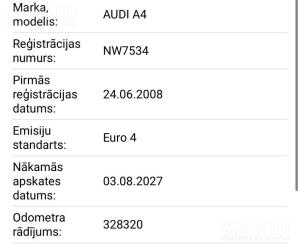 Black Audi A4 2008 in Riga, with an engine capacity of 2.00 L and mileage of 332 thousand km for 2690 €, photo 18 on AUTOMOTO.COM.LV