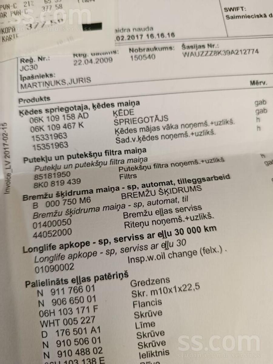 Черный Ауди А4 2009 в Рига, объемом двигателя 2.00 л и пробегом 239 тыс. км за 5200 €, фото 31 на AUTOMOTO.COM.LV