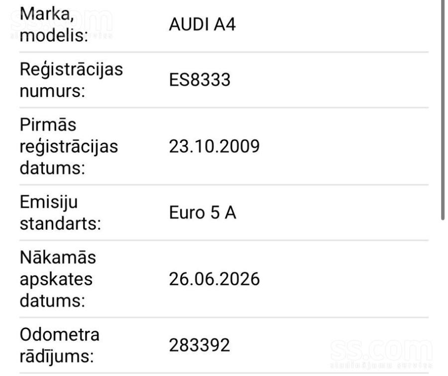 Black Audi A4 2009 in Riga, with an engine capacity of 2.00 L and mileage of 285 thousand km for 3990 €, photo 25 on AUTOMOTO.COM.LV