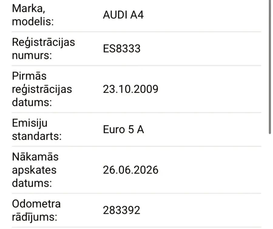 Black Audi A4 2009 in Riga, with an engine capacity of 2.00 L and mileage of 285 thousand km for 3990 €, photo 25 on AUTOMOTO.COM.LV
