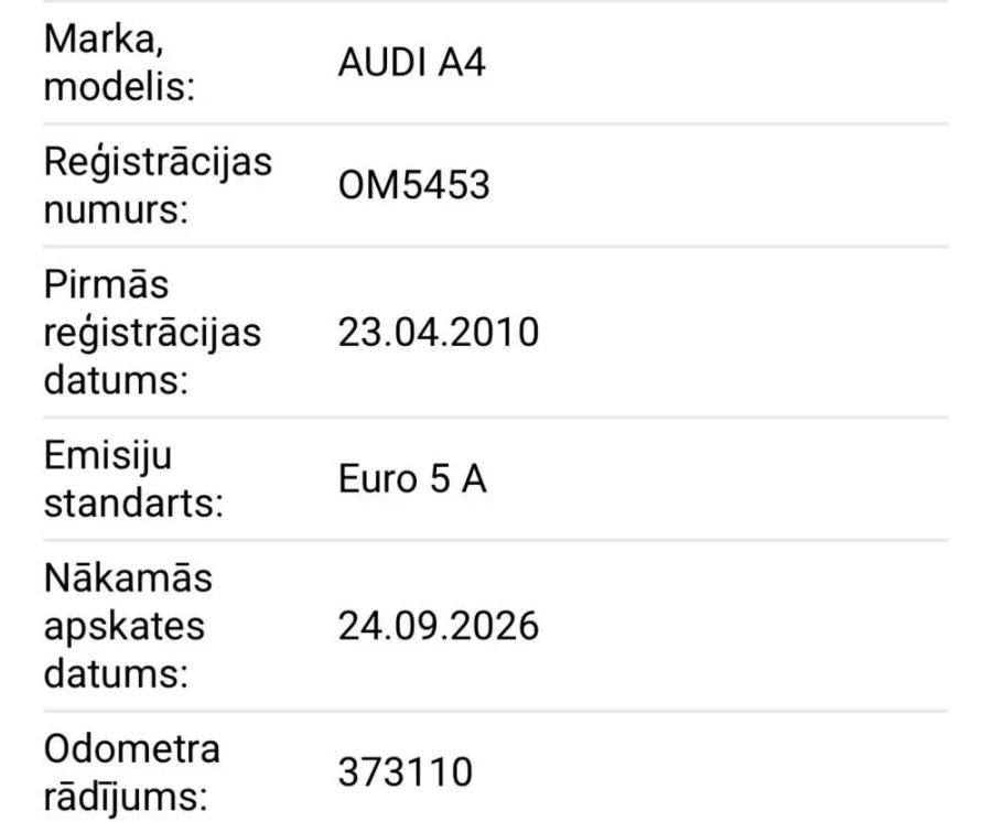 Black Audi A4 2010 in Riga, with an engine capacity of 2.00 L and mileage of 374 thousand km for 4990 €, photo 32 on AUTOMOTO.COM.LV