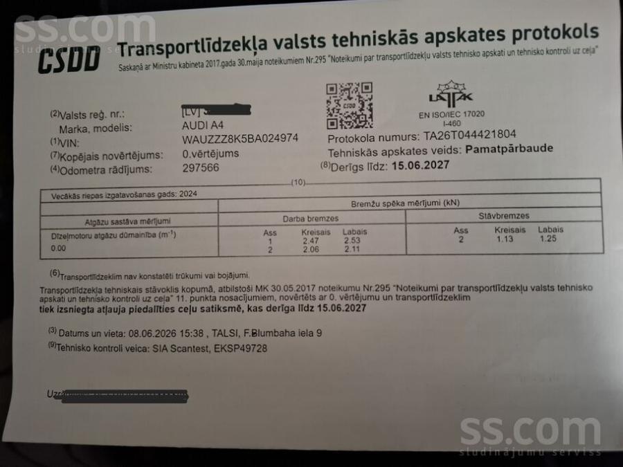 Black Audi A4 2010 in Talsi, with an engine capacity of 2.00 L and mileage of 305 thousand km for 5900 €, photo 8 on AUTOMOTO.COM.LV
