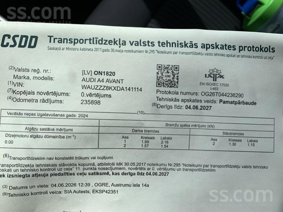 Black Audi A4 2012 in Ogre, with an engine capacity of 2.00 L and mileage of 236 thousand km for 7370 €, photo 24 on AUTOMOTO.COM.LV