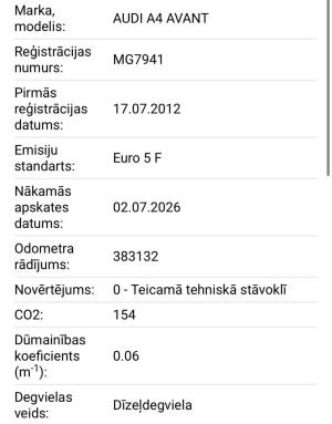 Black Audi A4 2012 in Riga, with an engine capacity of 3.00 L and mileage of 385 thousand km for 7490 €, photo 29 on AUTOMOTO.COM.LV