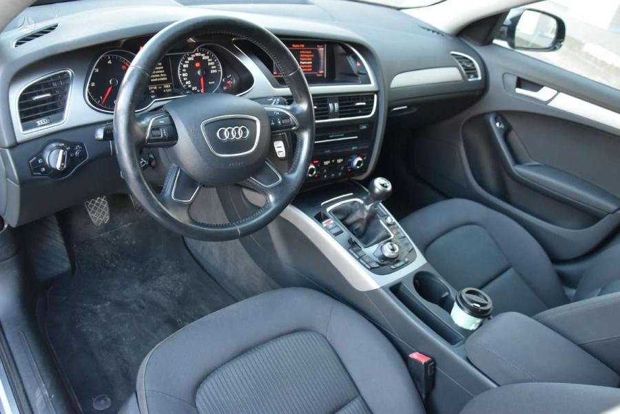 Black Audi A4 2013 in Vilnius, with an engine capacity of 1.97 L and mileage of 278 thousand km for 6900 €, photo 16 on AUTOMOTO.COM.LV