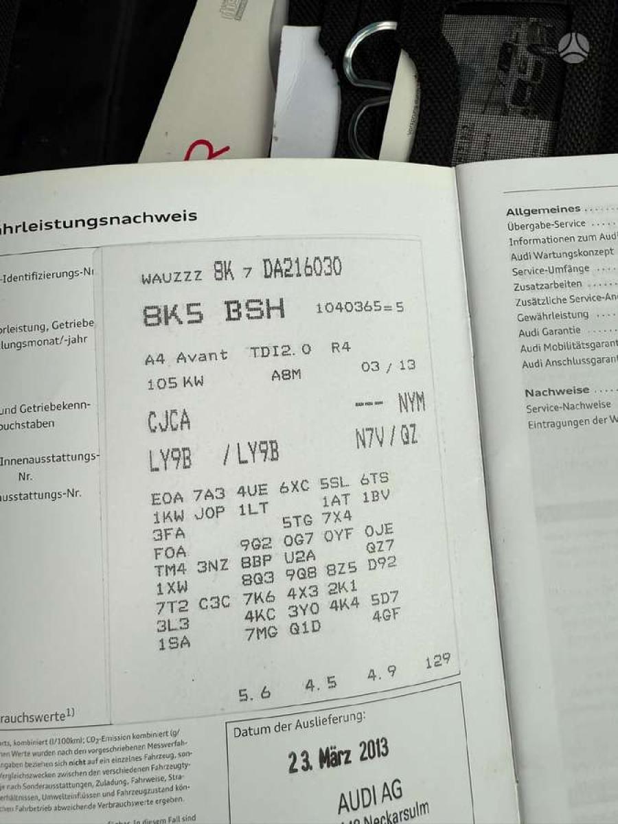 Черный Ауди А4 2013 в Рига, объемом двигателя 1.97 л и пробегом 280 тыс. км за 6390 €, фото 27 на AUTOMOTO.COM.LV